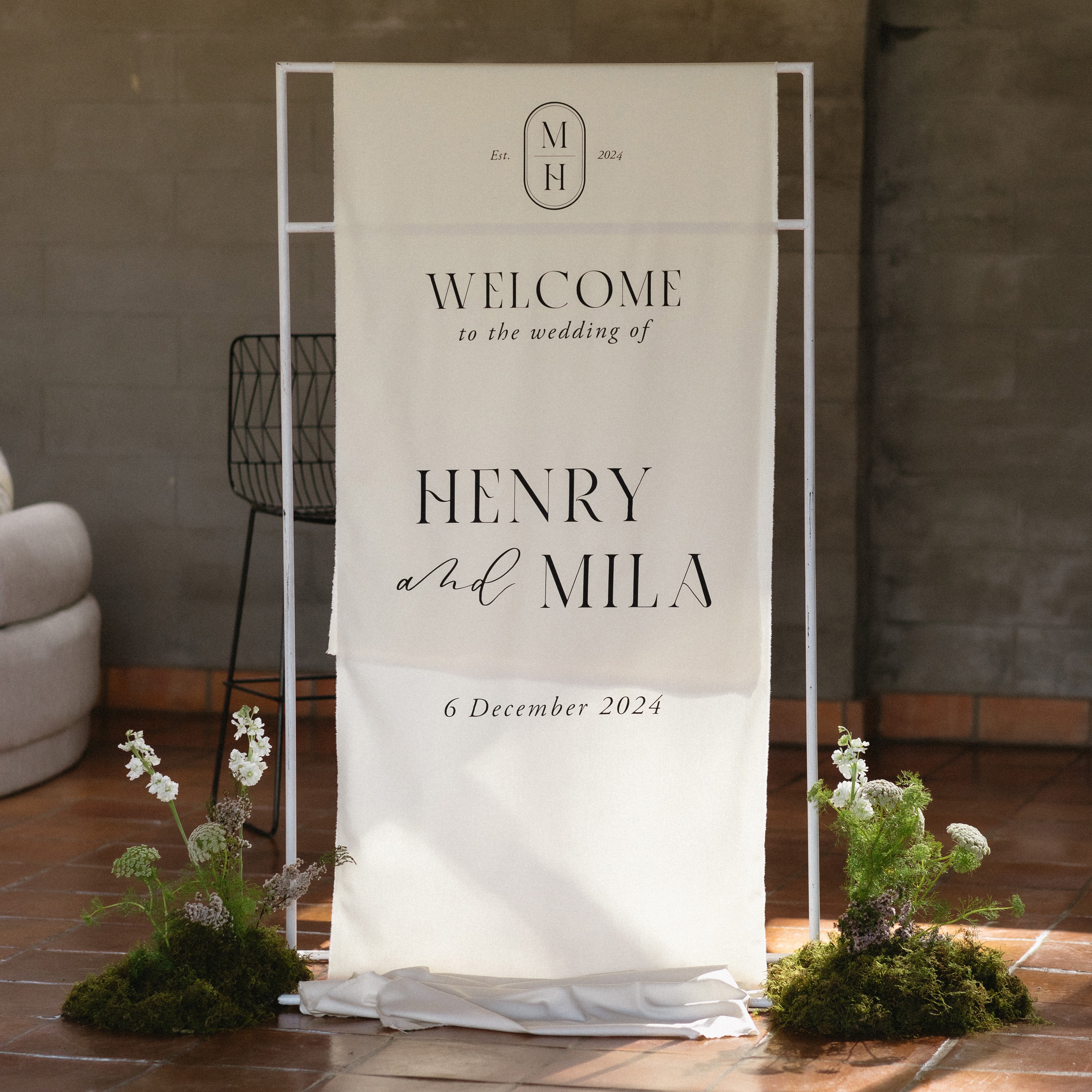 Linen Fabric Welcome Sign | Geskenke by Dosyne