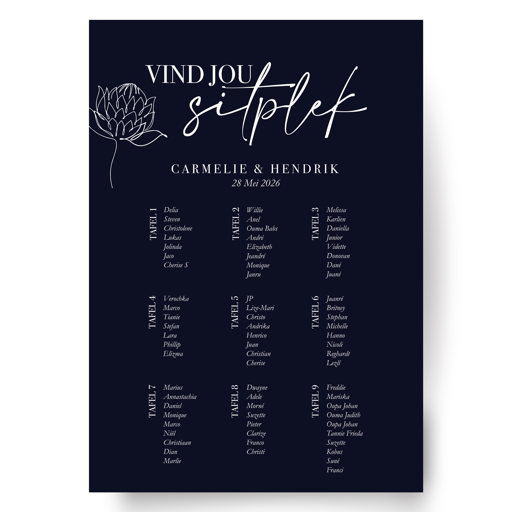 Table Seating Chart By Table Number Template