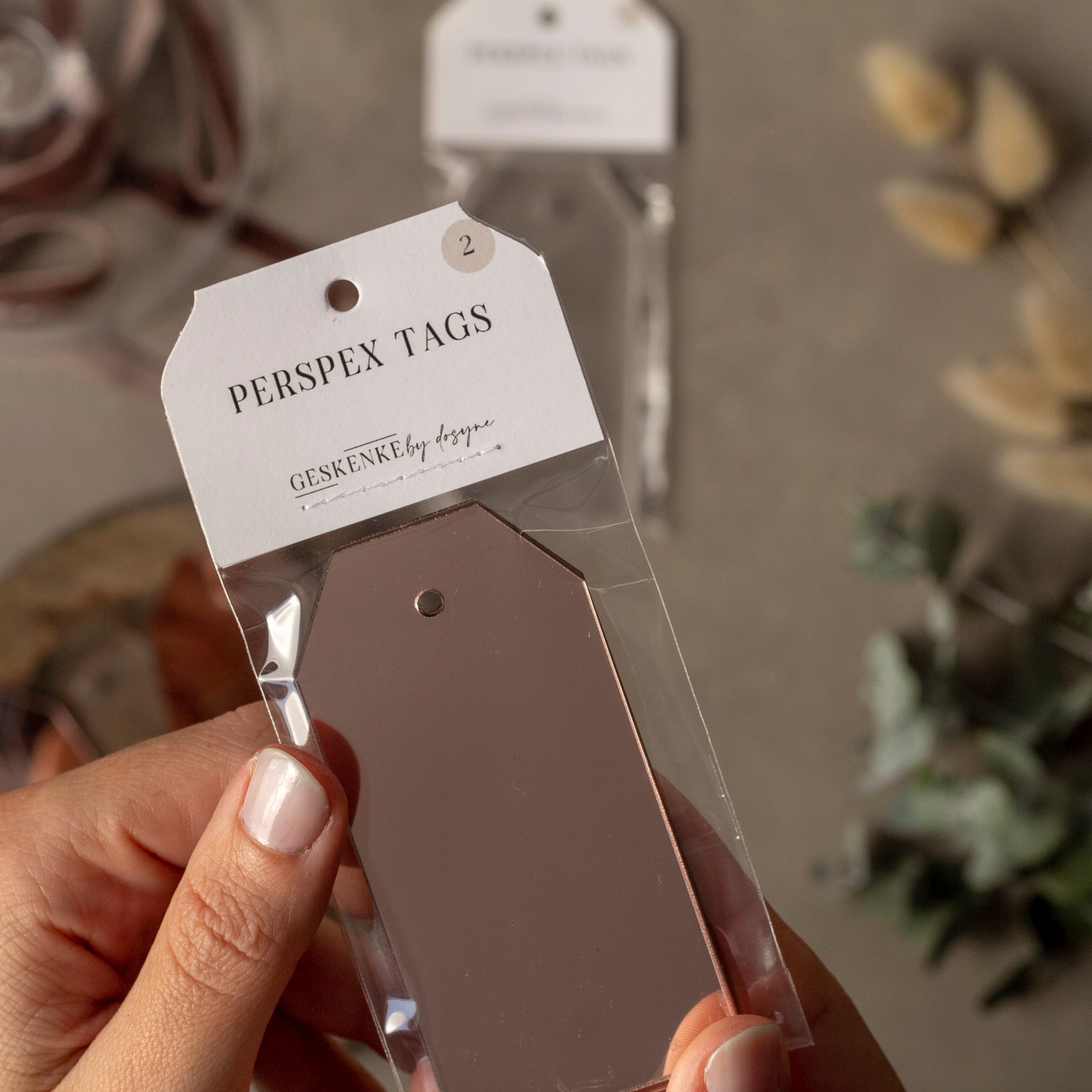 Perspex Gift Tags (2) • Rose Gold – Geskenke by Dosyne